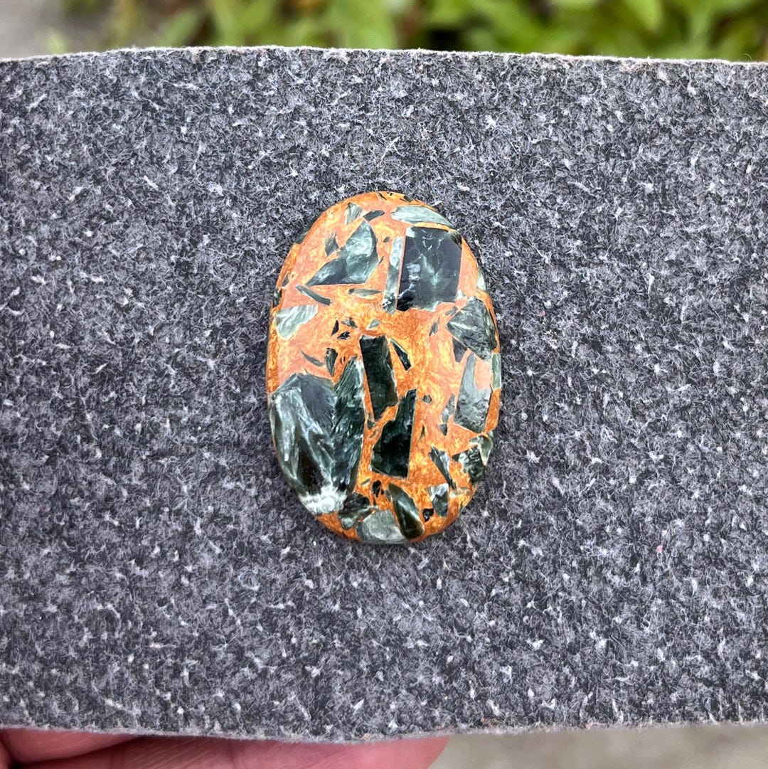 Natural Copper Seraphinite Loose Gemstone Cabochon, Green Copper Flash ...
