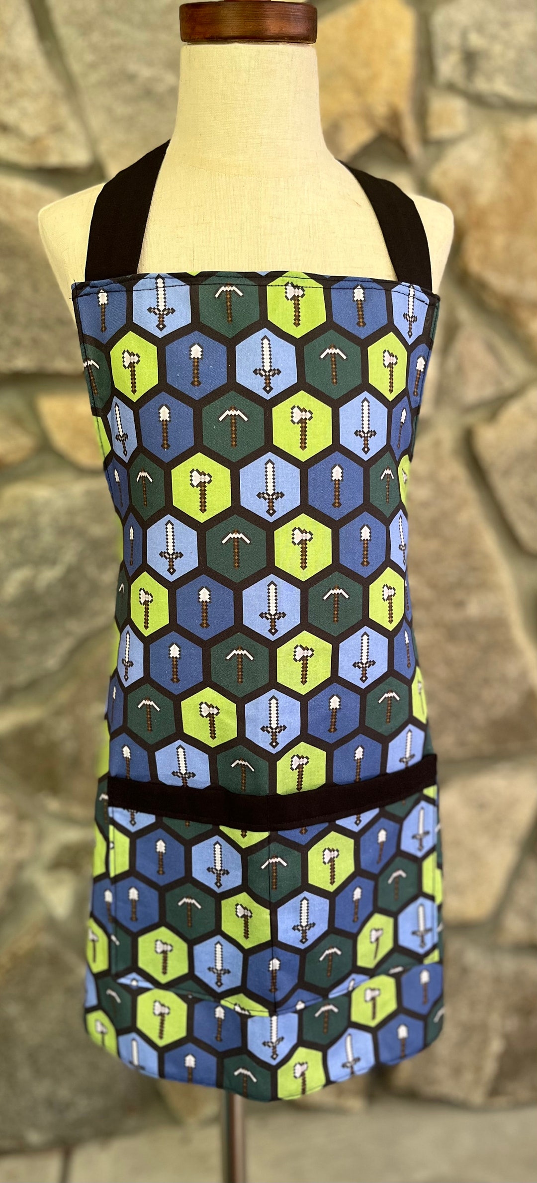 Child Handmade Apron Minecraft Weapons Bib - Etsy