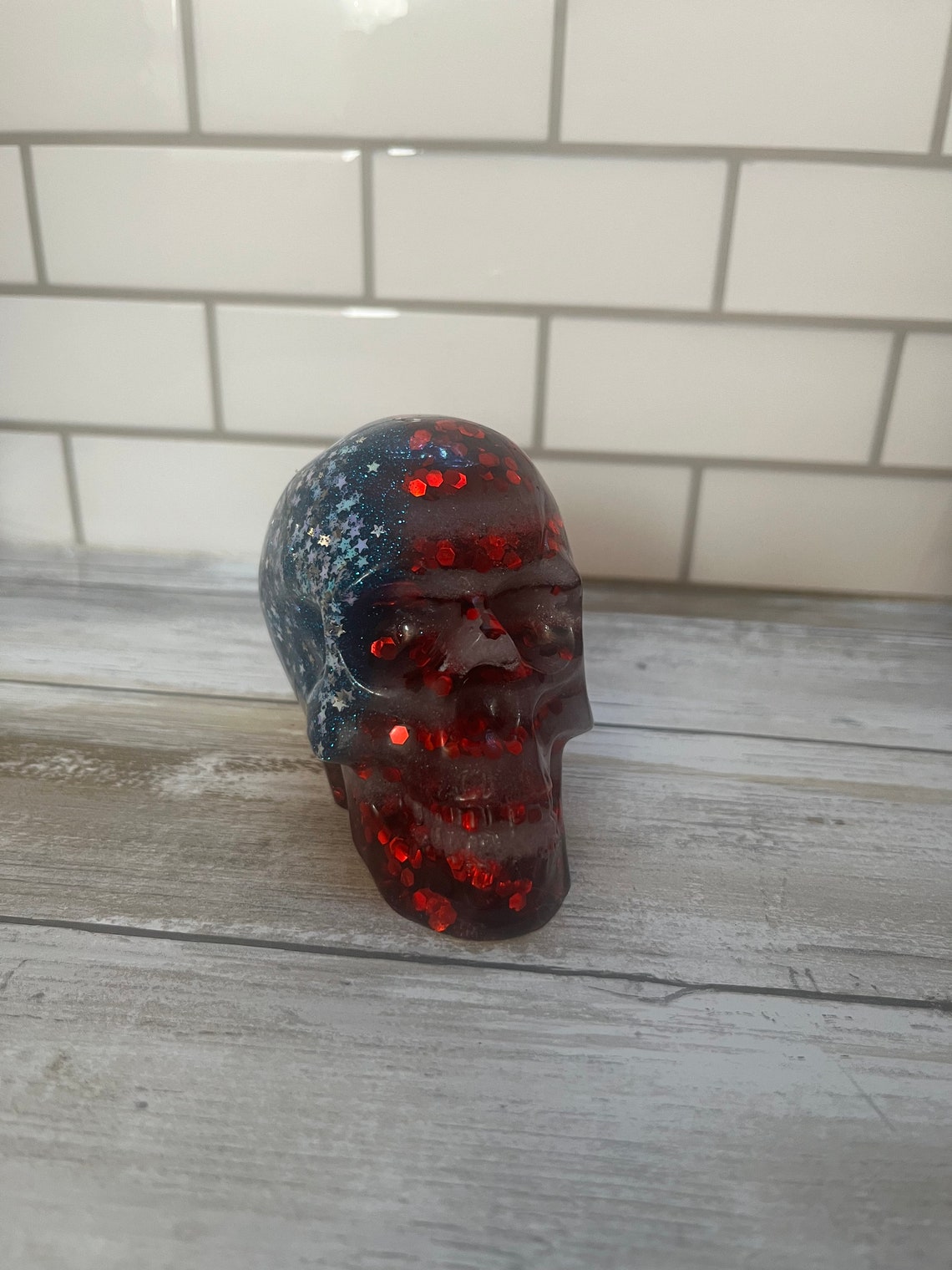 American Flag Resin Skull - Etsy