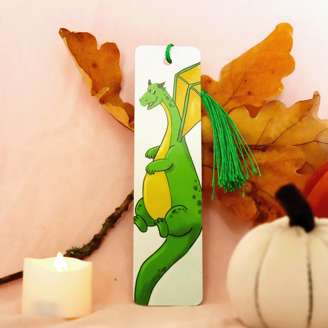 Metal Bookmark Featuring Cartoon Dragon and Neil Gaiman Quote - Etsy