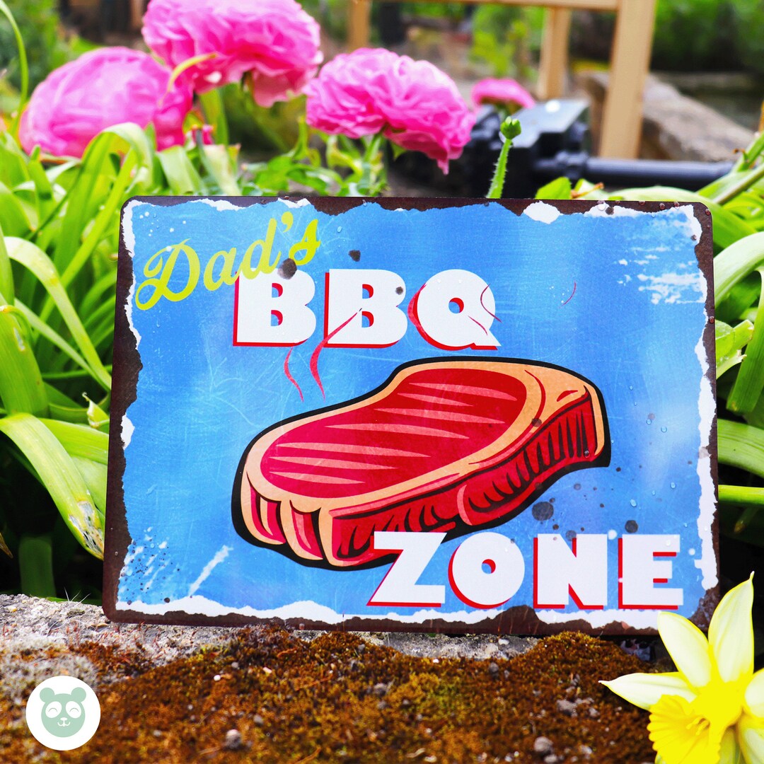 Vintage Style 'BBQ Zone' Sign | A5 Aluminium Print | Customizable ...