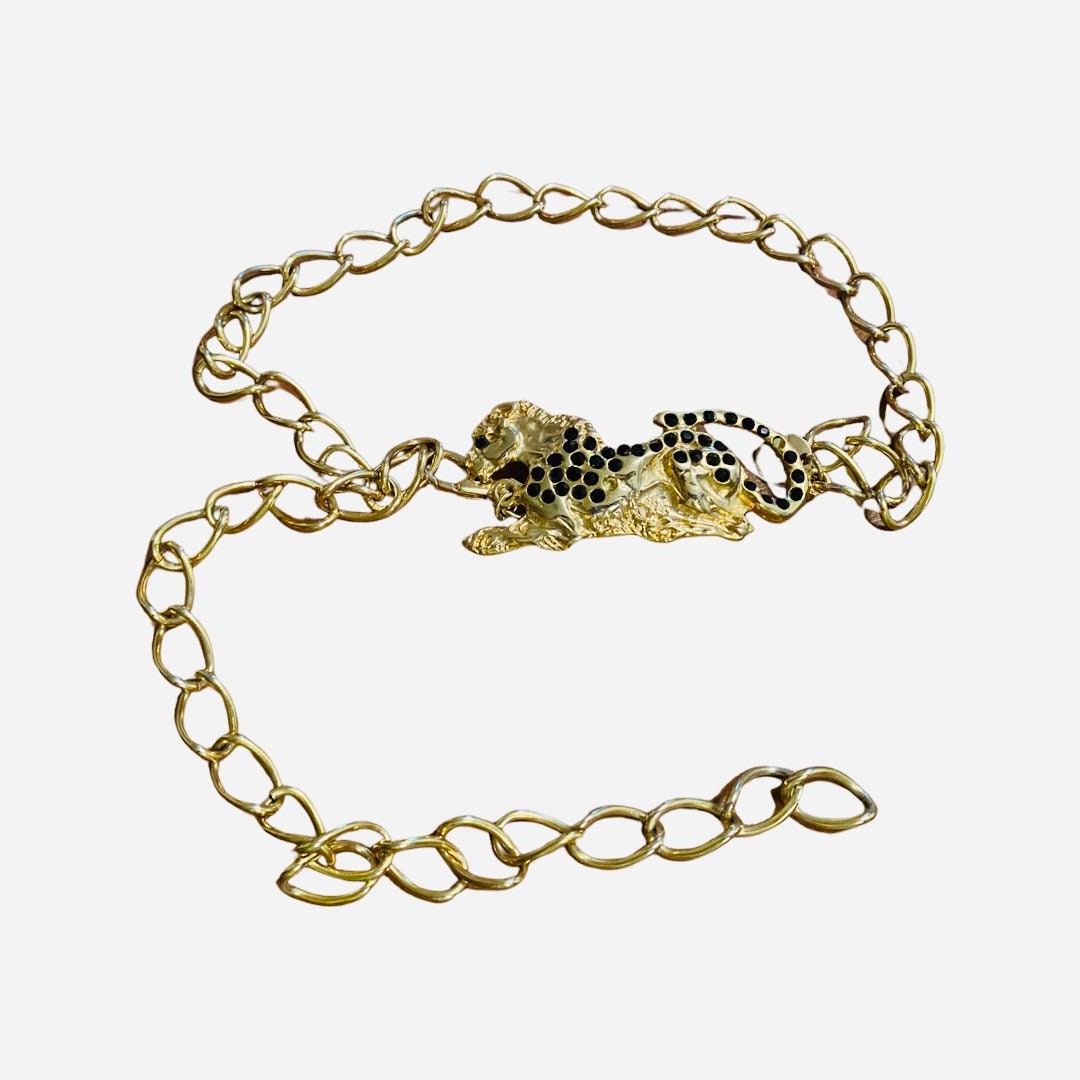 Vintage Black & Brown London Gold Retro Gold Leopard Chain - Etsy