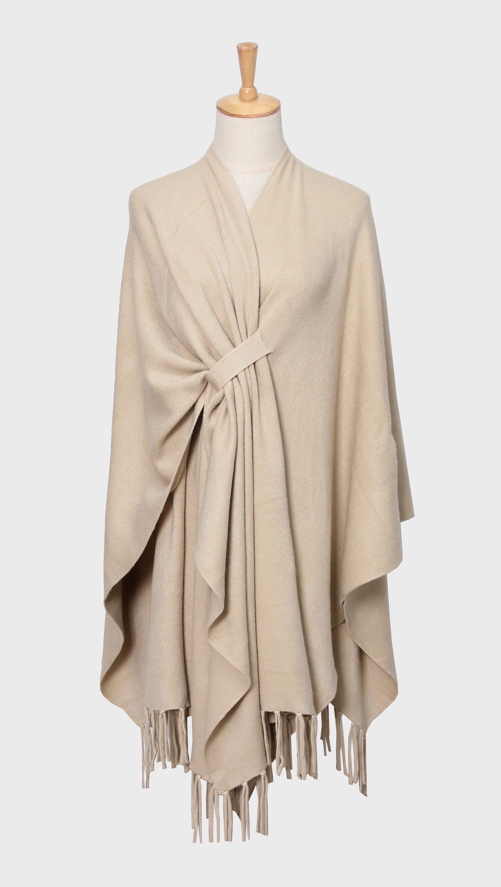 Elegant Knitted Solid Colour Tassel Shawl Cape - Etsy UK