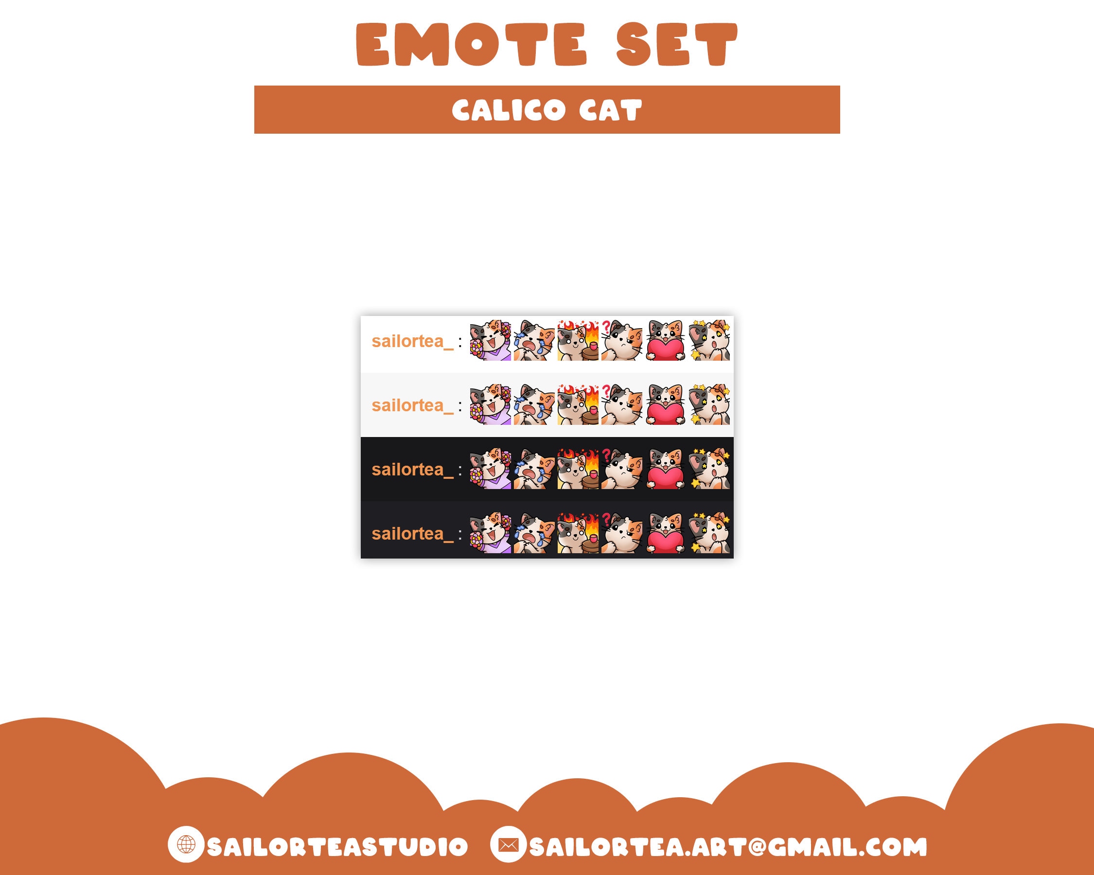 Calico Cat Emote Set | P2U Premade Pack Package Cats Kawaii Kitty Neko ...