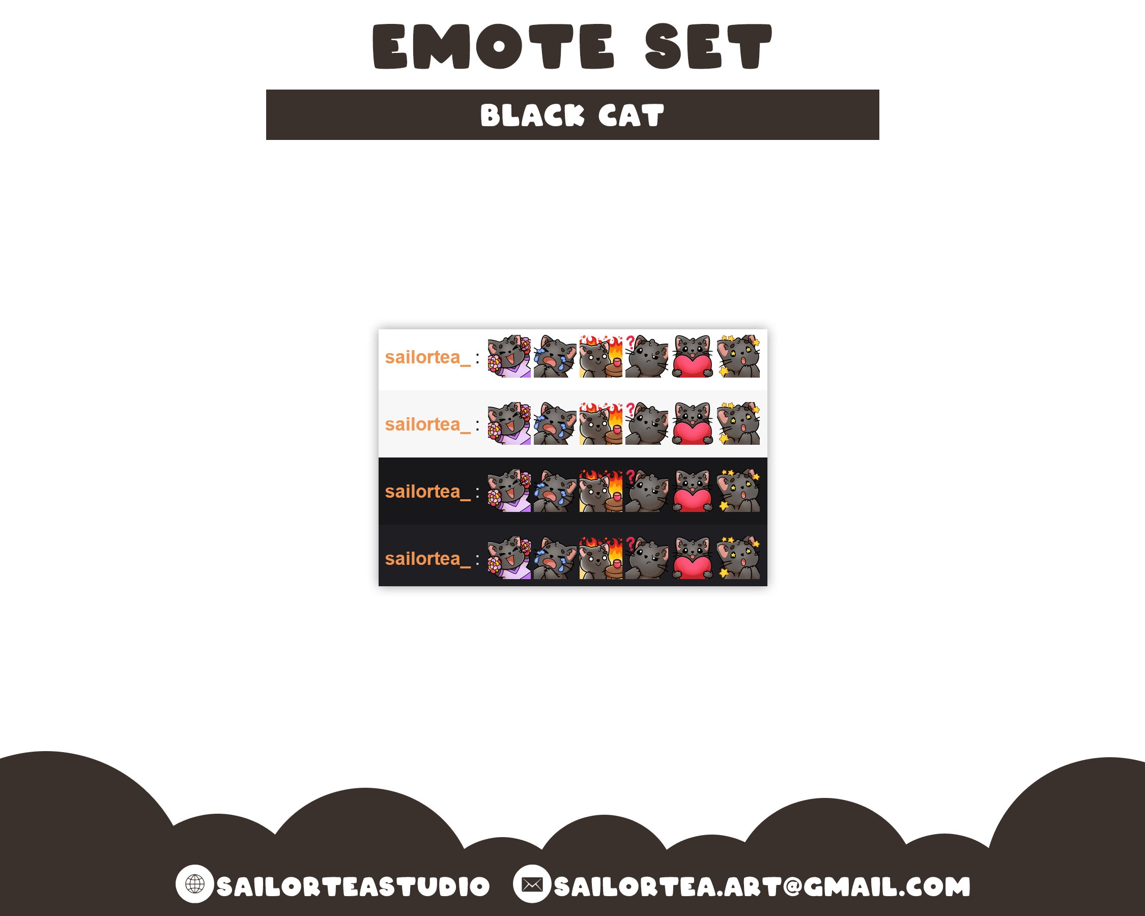 Black Cat Emote Set | P2U Premade Pack Package Cats Kawaii Kitty Neko ...