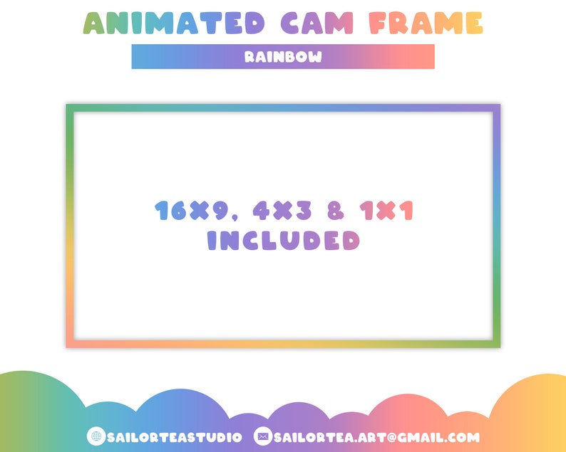 Rainbow Animated Webcam Frame P2U Overlay, Screen, Stream, Facecam ...