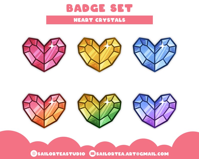 Heart Crystal Badge Set | P2U Twitch Youtube Discord Pack Package ...