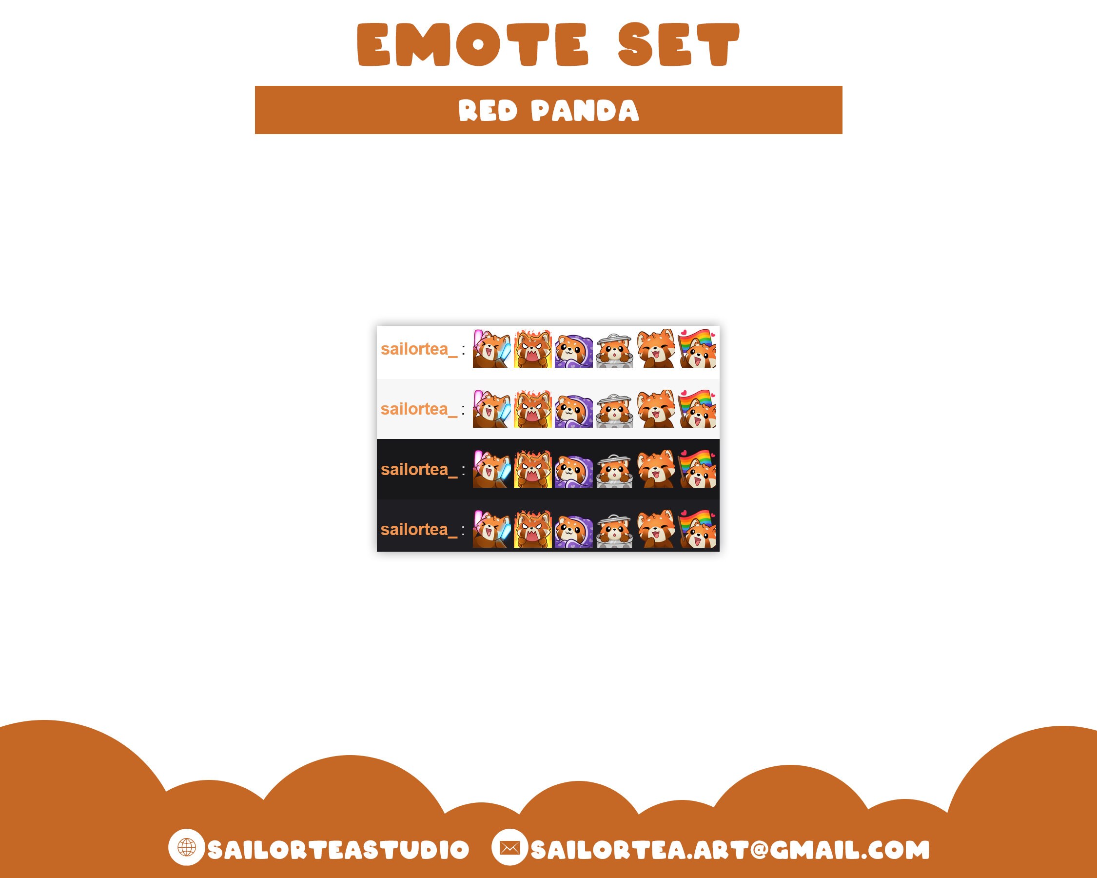 Red Panda Emote Set P2U Premade Pack Package Kawaii Twitch Youtube ...
