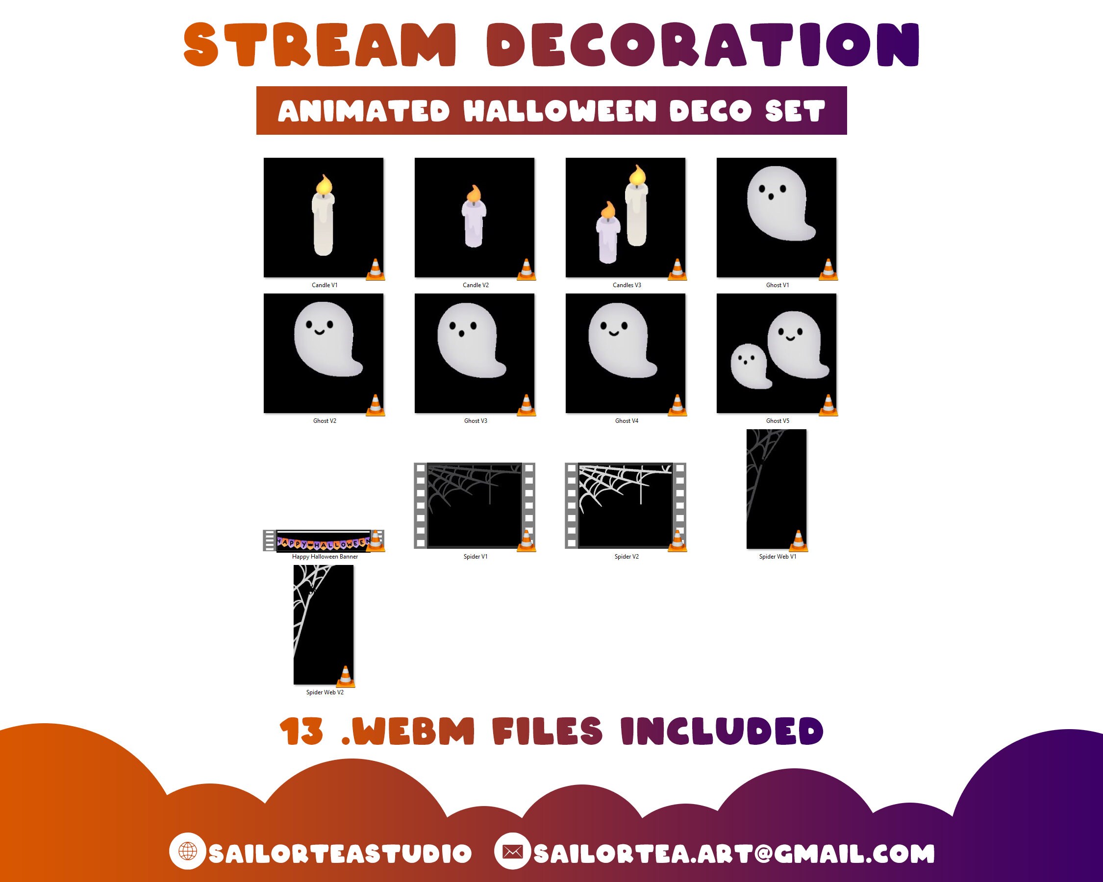 Halloween Deco Set Animated Stream Decoration | P2U Twitch Youtube ...