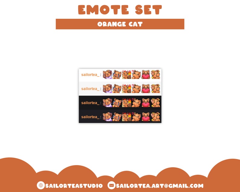 Orange Cat Emote Set P2U Premade Pack Package Cats Kawaii Kitty Neko ...