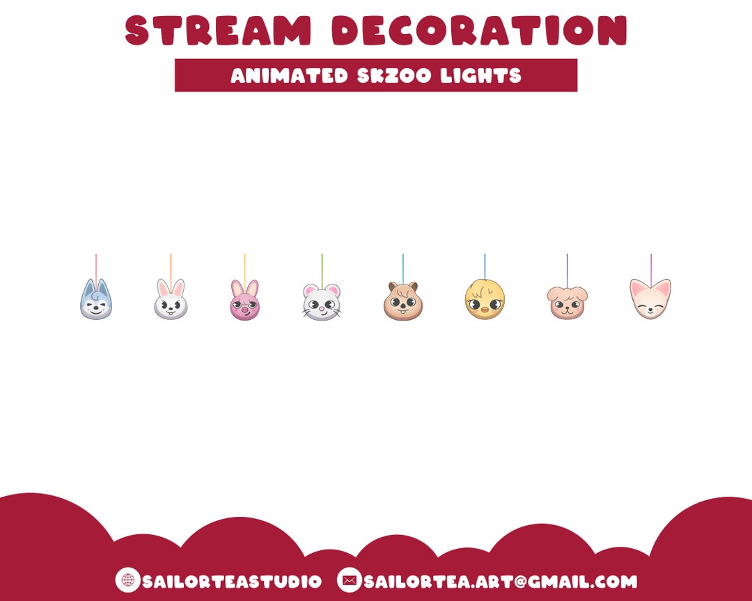 Skzoo Light Animated Stream Decoration | Premade, P2U, Overlay, Set ...