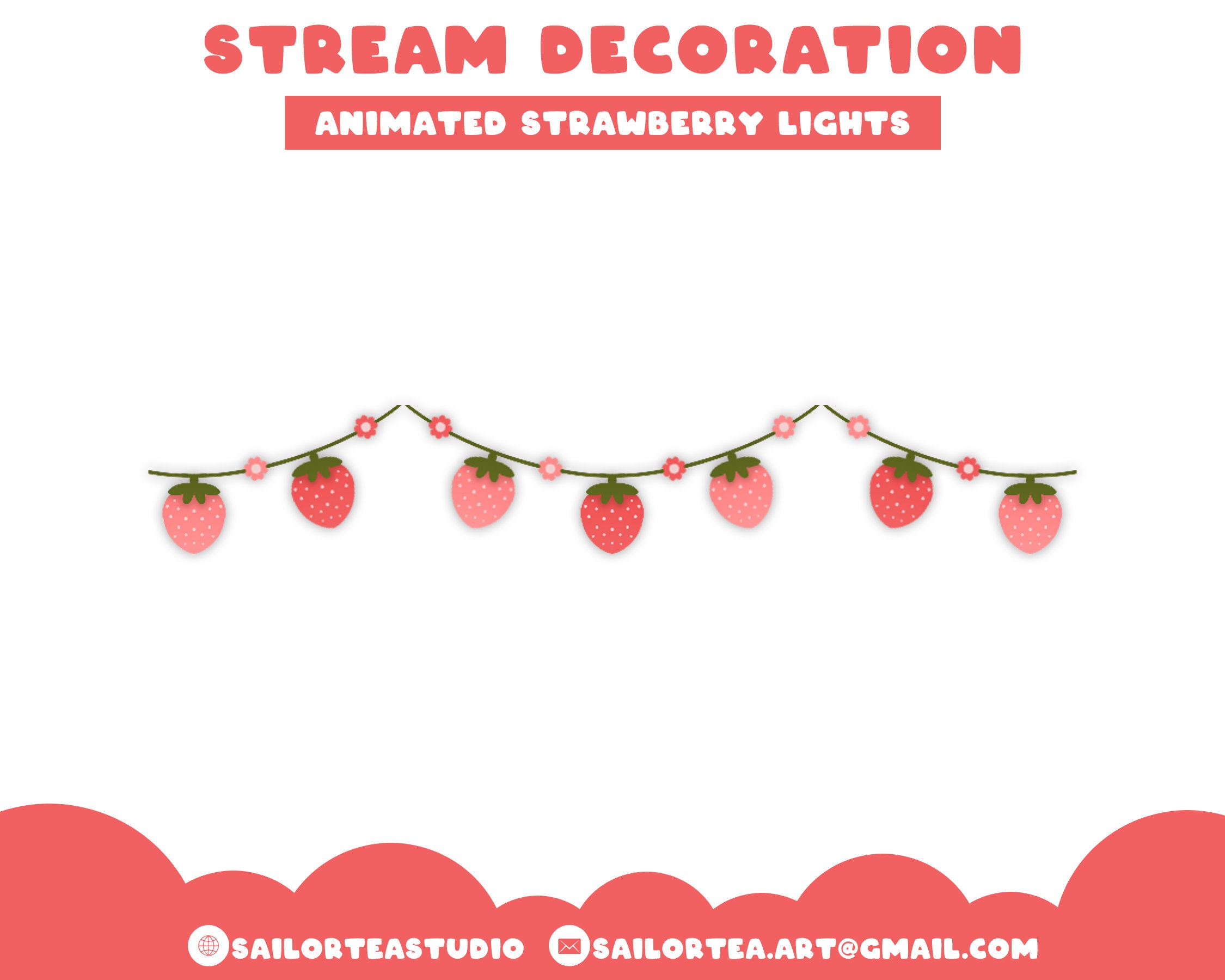 Strawberry Lights Animated Stream Decoration | P2U Overlay Pack Twitch ...