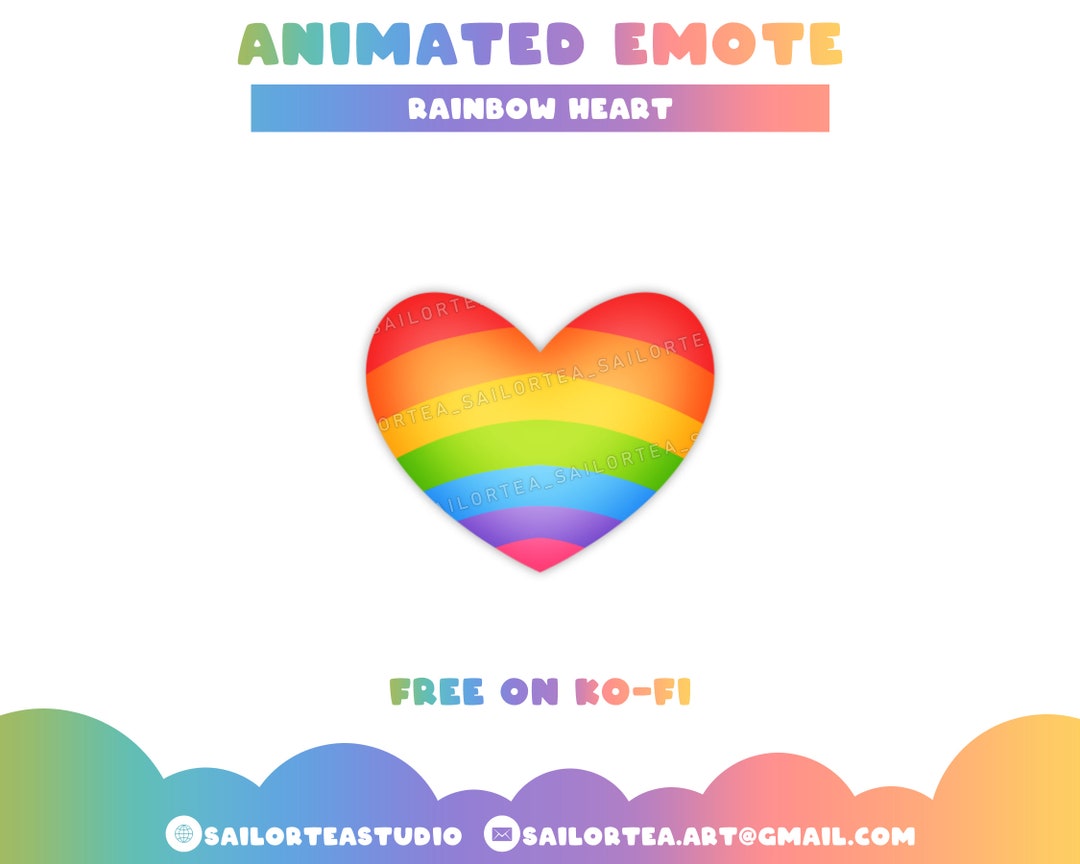 Animated Rainbow Heart Emote | Free on Ko-fi | P2U Premade Set Pack ...