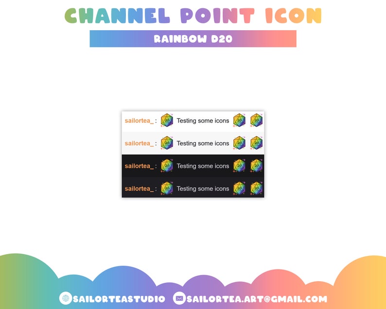 Rainbow D20 Channel Point Icon | P2U Premade Twitch Discord Youtube ...