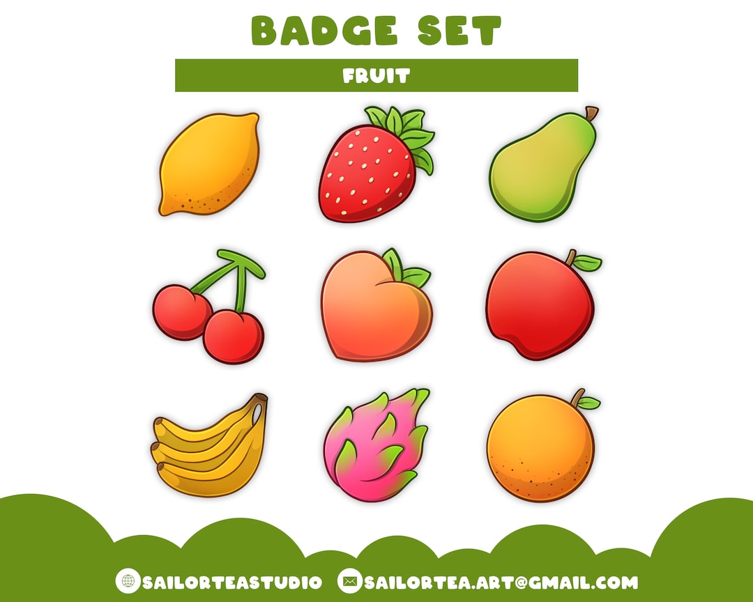 Fruit Badge Set | P2U Twitch Youtube Discord Pack Package Sparkle Cute ...