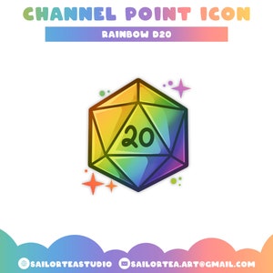 Rainbow D20 Channel Point Icon | P2U Premade Twitch Discord Youtube ...