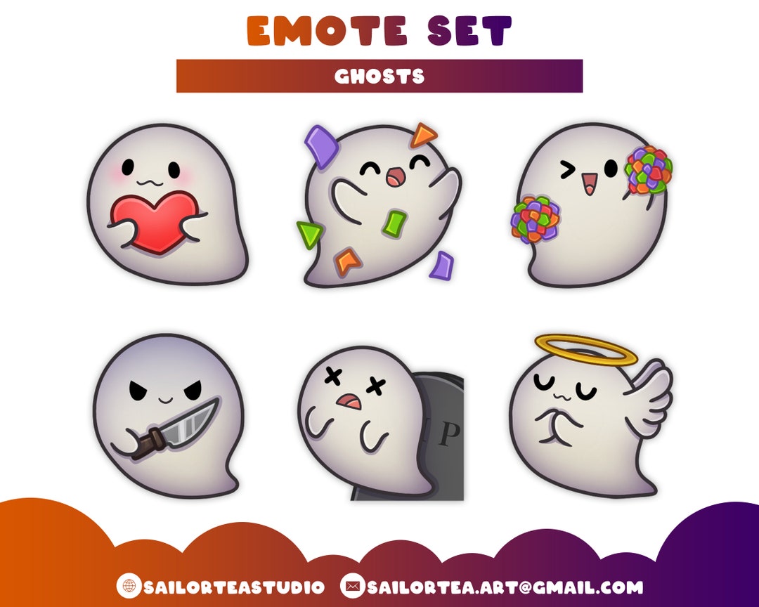 Ghost Emote Set | P2U Twitch Youtube Discord Emotes Halloween Love ...