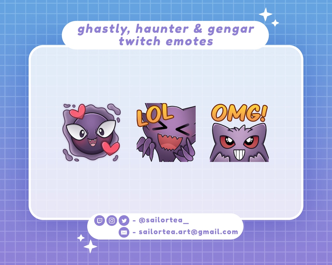 Gastly, Haunter & Gengar (pokemon) Twitch Emotes | P2U Stream, Youtube ...