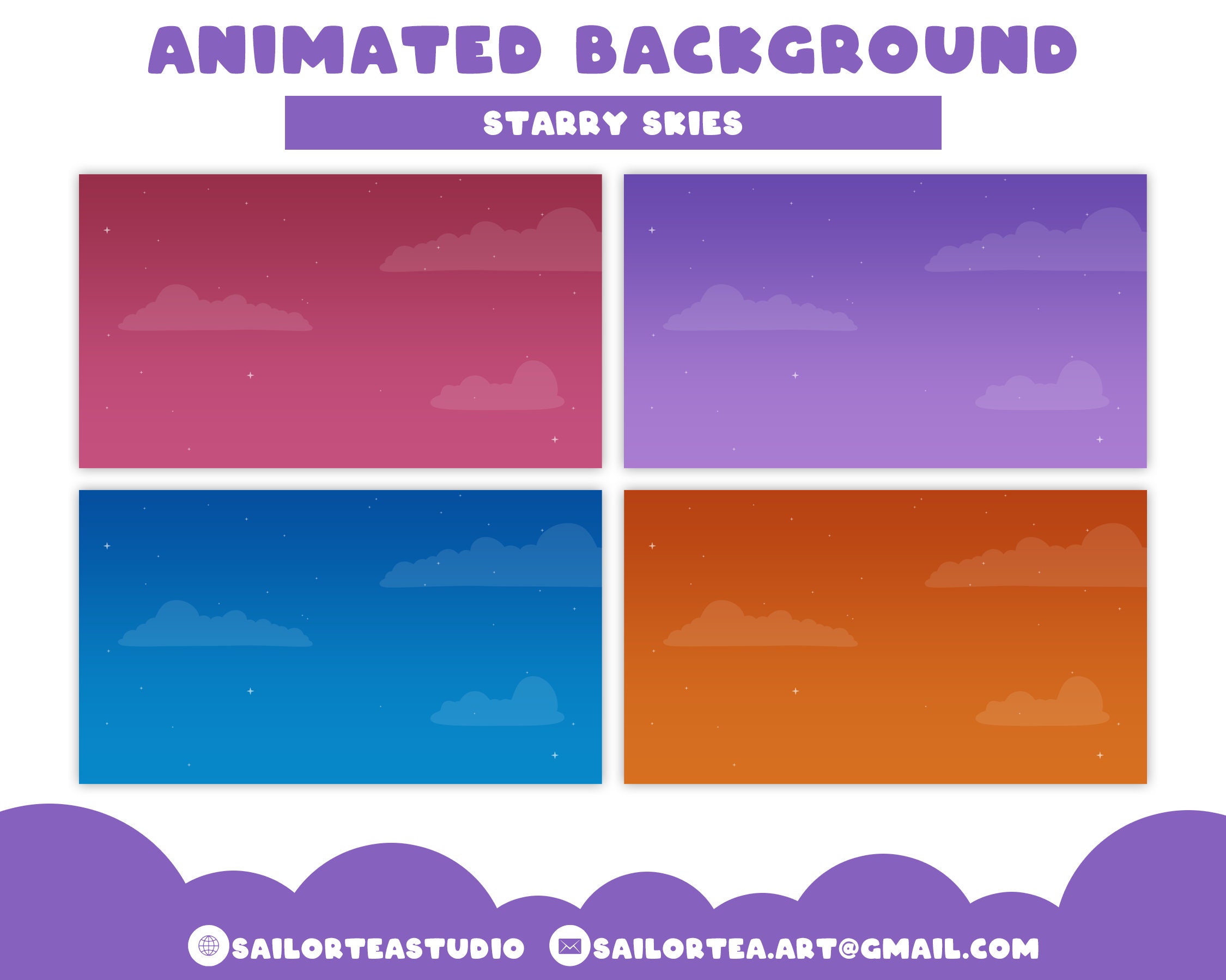 Animated Starry Sky Backgrounds P2U Premade Set Screen Overlay Pretty ...