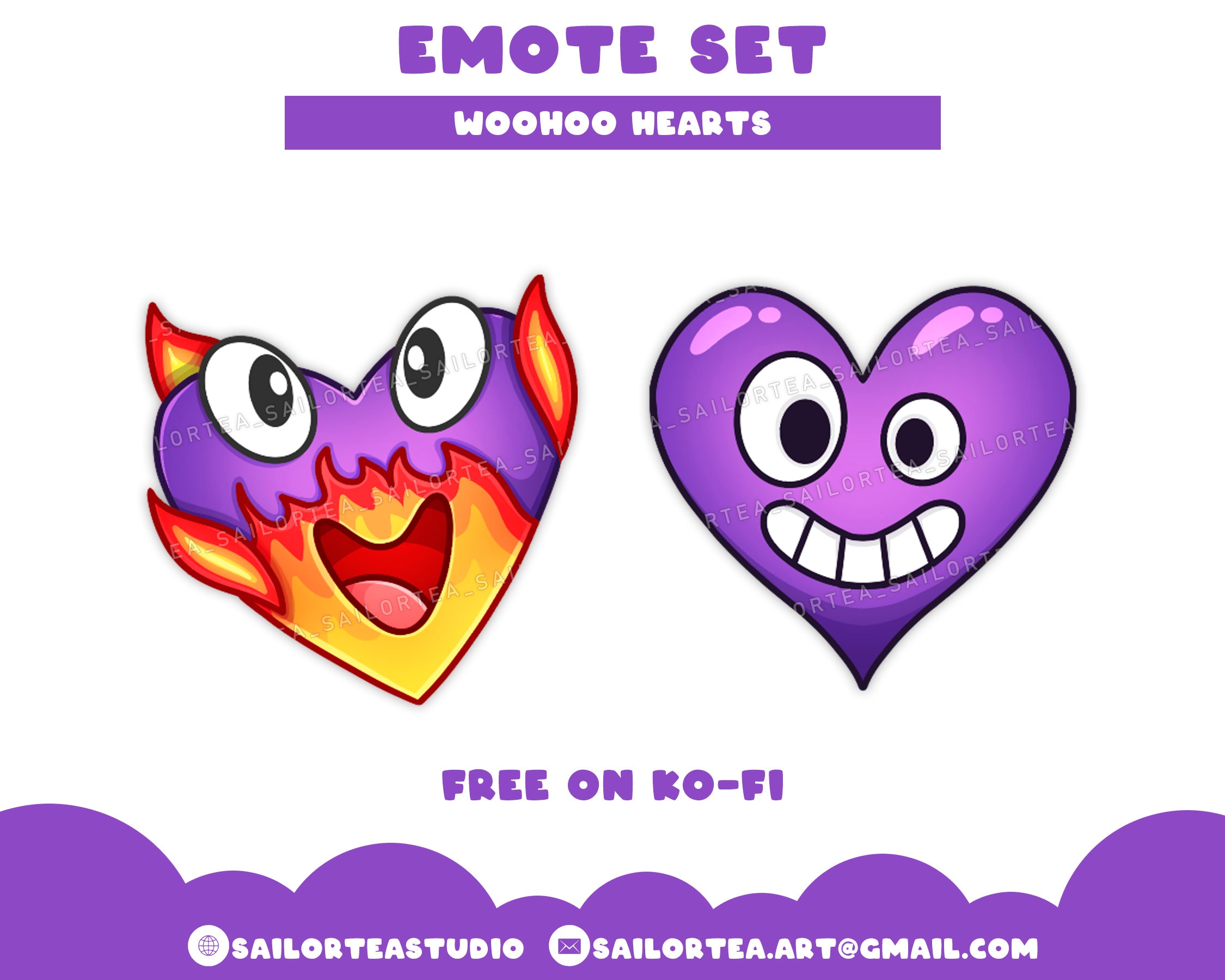 Whoohoo Heart Emote Set | Free on Ko-fi | P2U Stream, Twitch, Youtube ...