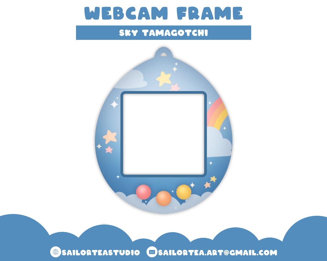 Sky Blue Tamagotchi Webcam Frame | P2U Overlay, Screen, Stream, Facecam ...