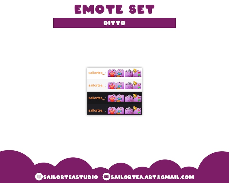 Ditto Emote Set P2U Twitch Discord Youtube Emotes Pack Pokemon Love ...