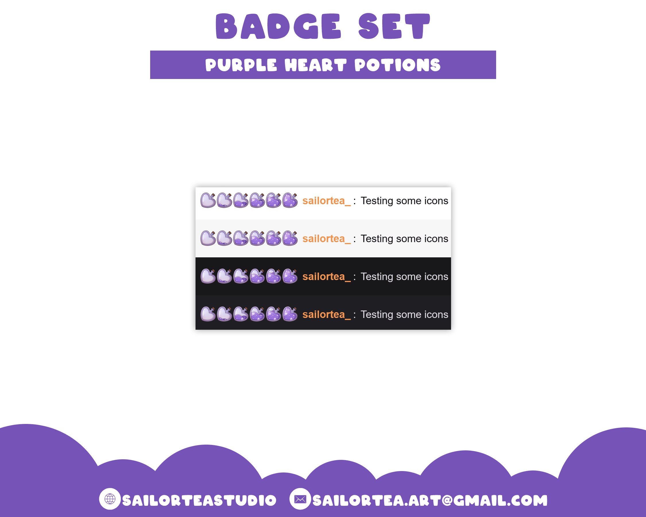 Purple Heart Potion Badge Set P2U Twitch Youtube Discord Pack Package ...