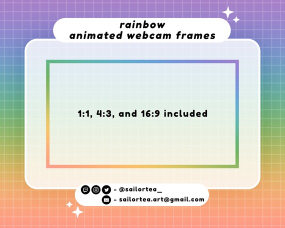 Rainbow Animated Webcam Frame P2U Overlay Screen Stream - Etsy