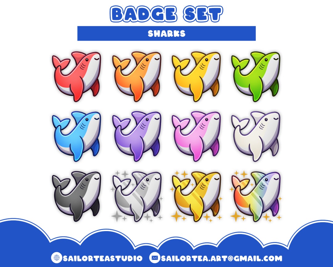 Shark Badge Set | P2U Premade Twitch Youtube Discord Pack Package Cute ...