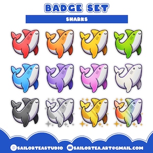 Shark Badge Set | P2U Premade Twitch Youtube Discord Pack Package Cute ...