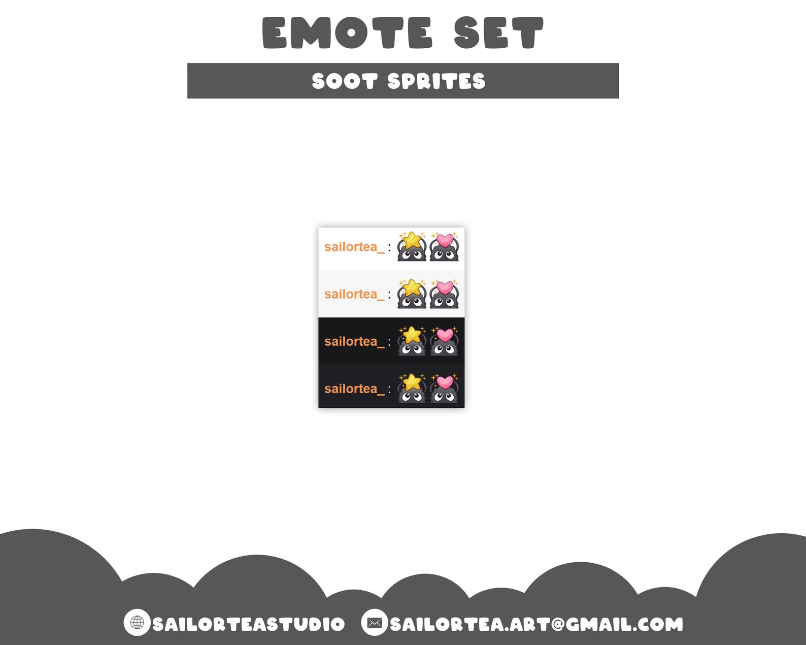 Heart & Star Soot Sprite Emote Set | Twitch Youtube Discord P2U Premade ...