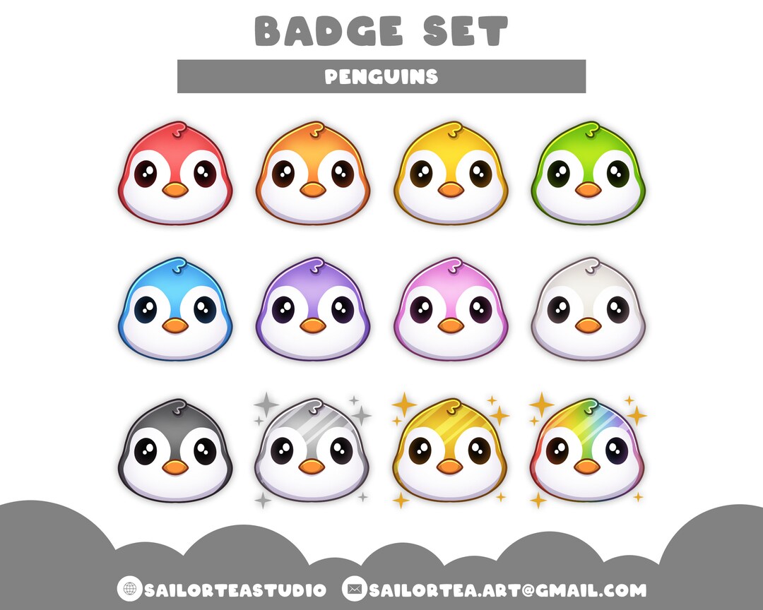 Penguin Badge Set | P2U Premade Twitch Youtube Discord Pack Package ...