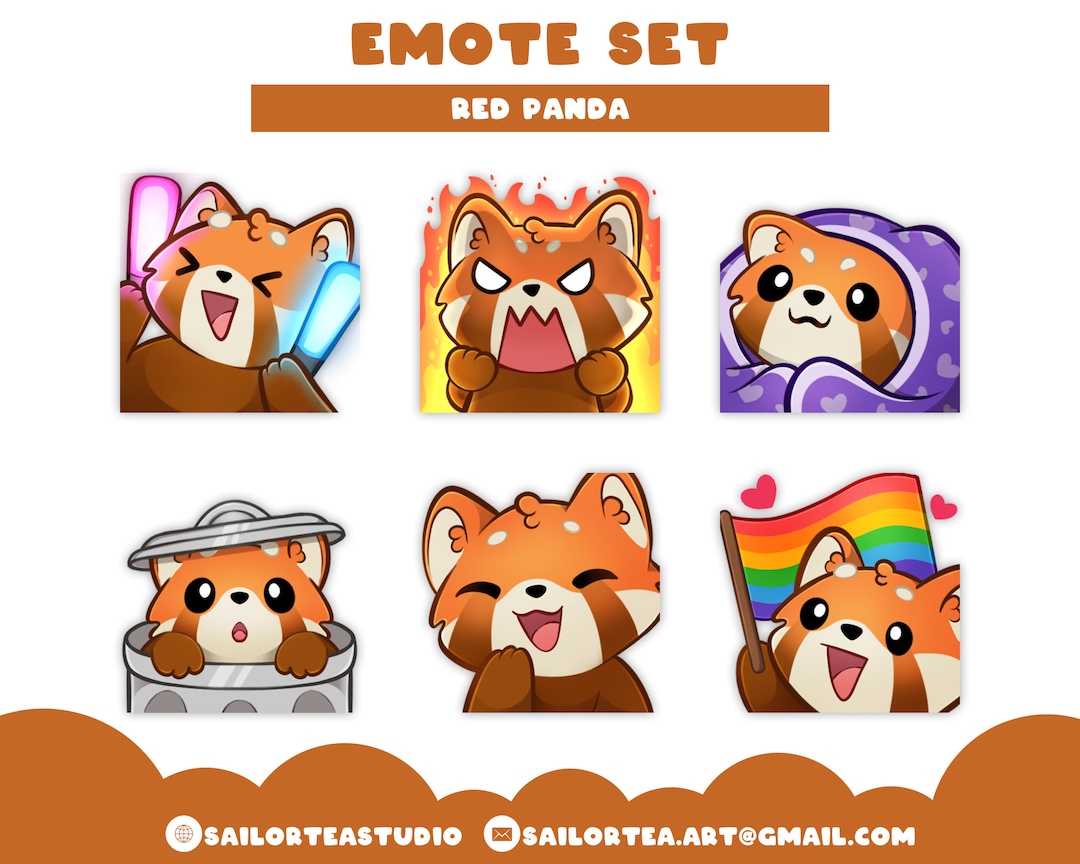 Red Panda Emote Set | P2U Premade Pack Package Kawaii Twitch Youtube ...