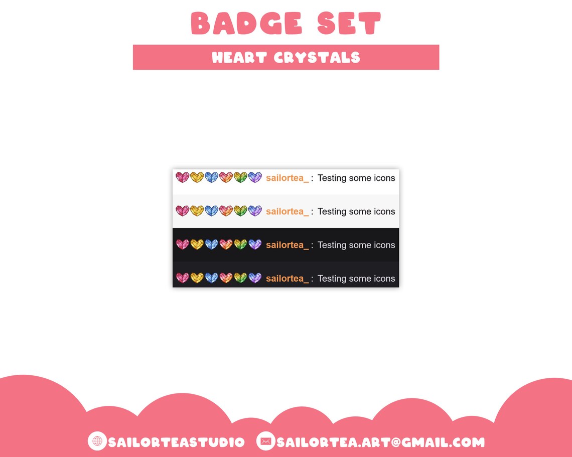 Heart Crystal Badge Set | P2U Twitch Youtube Discord Pack Package ...
