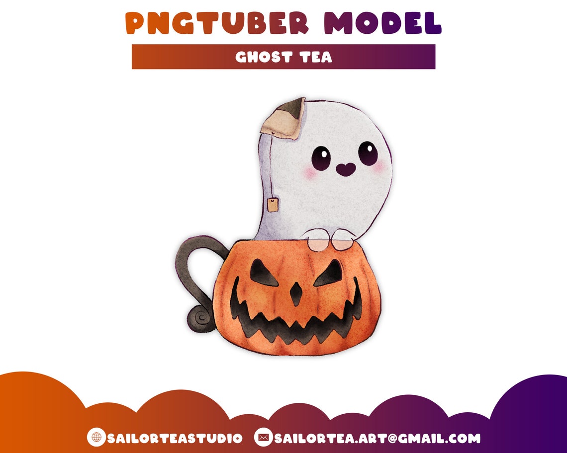 Ghost Tea Pngtuber Model | Premade P2U Twitch Youtube Discord Vtuber ...
