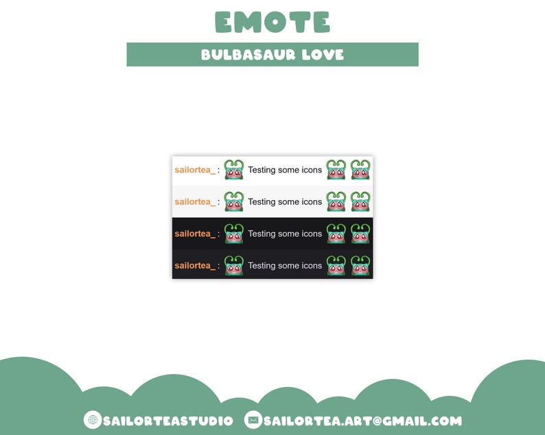 Bulbasaur Love Emote | P2U Premade Twitch Discord Youtube Pokemon Heart ...