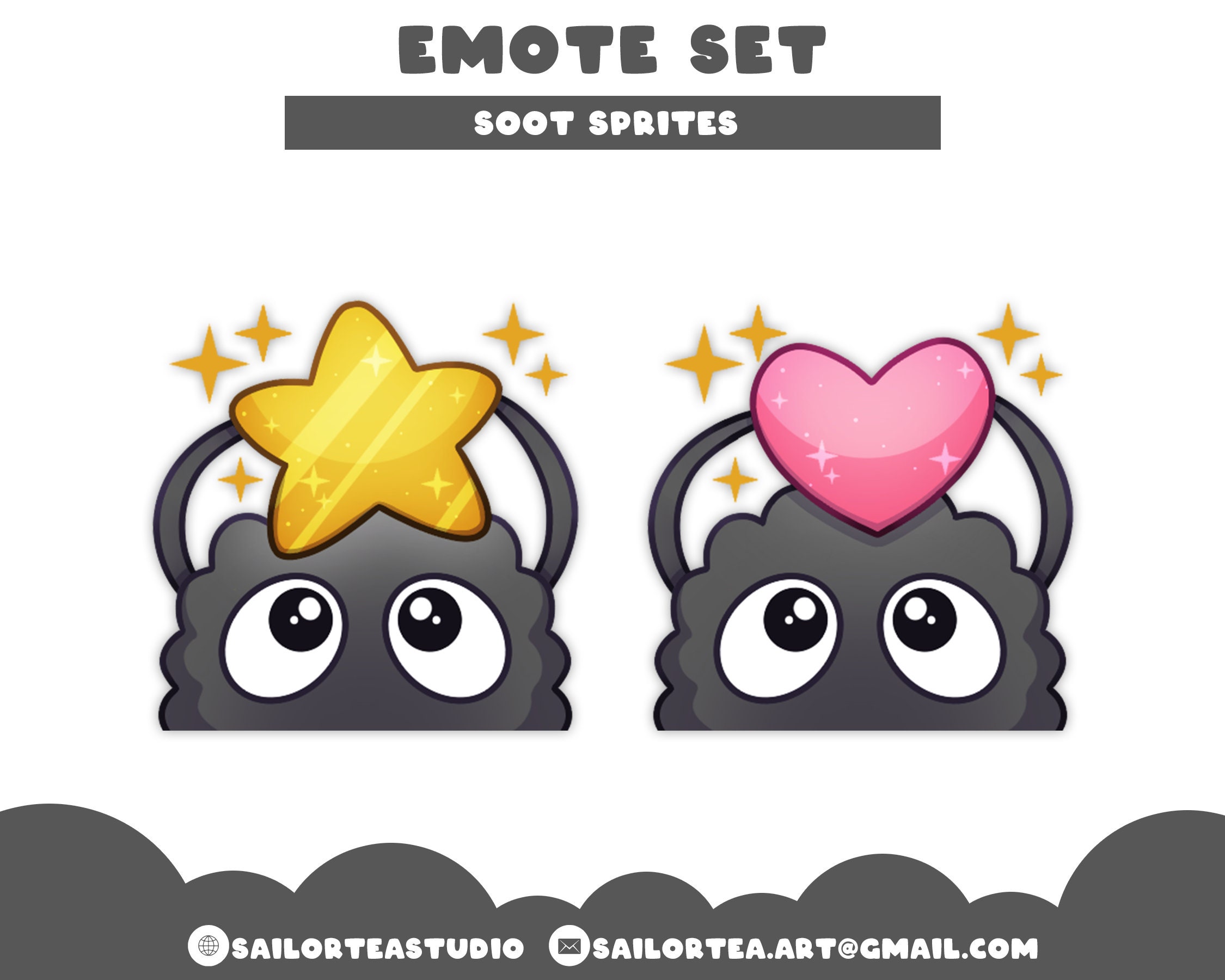 Heart & Star Soot Sprite Emote Set | Twitch Youtube Discord P2U Premade ...