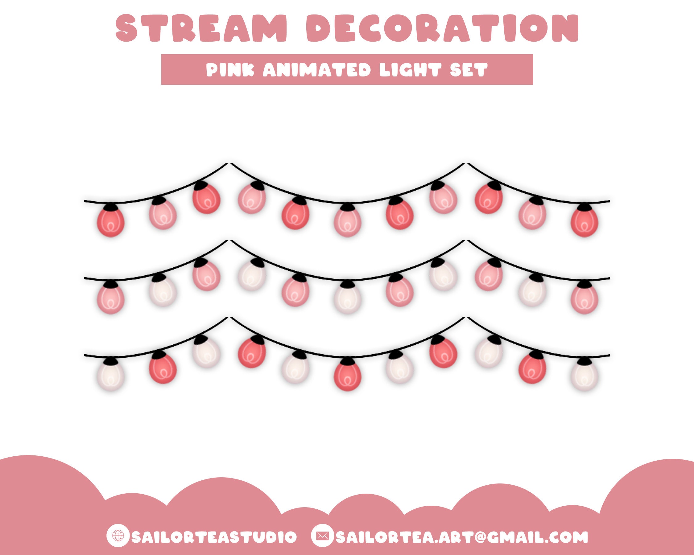 Pink Light Set Animated Stream Decoration | P2U Overlay Pack Twitch ...
