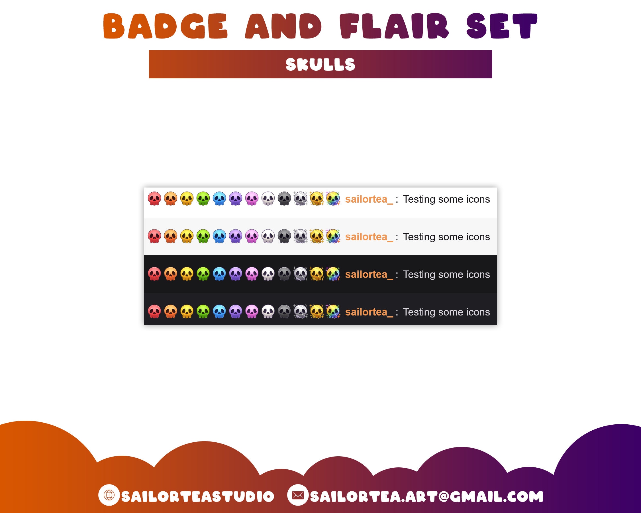 Skull Badge and Flair Set | P2U Twitch Youtube Discord Pack Package ...