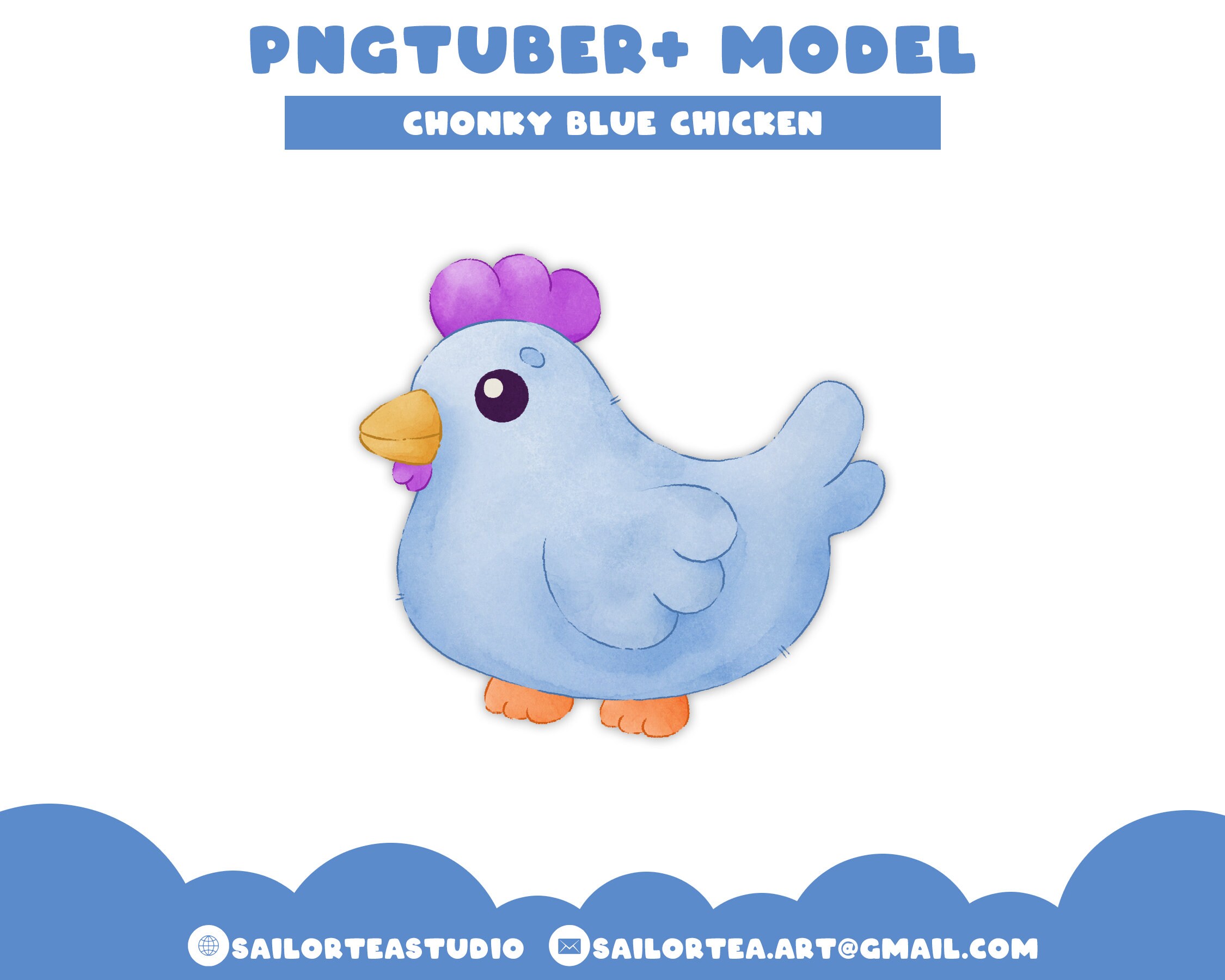 Blue Chicken Pngtuber+ Model | Premade P2U Twitch Youtube Discord ...