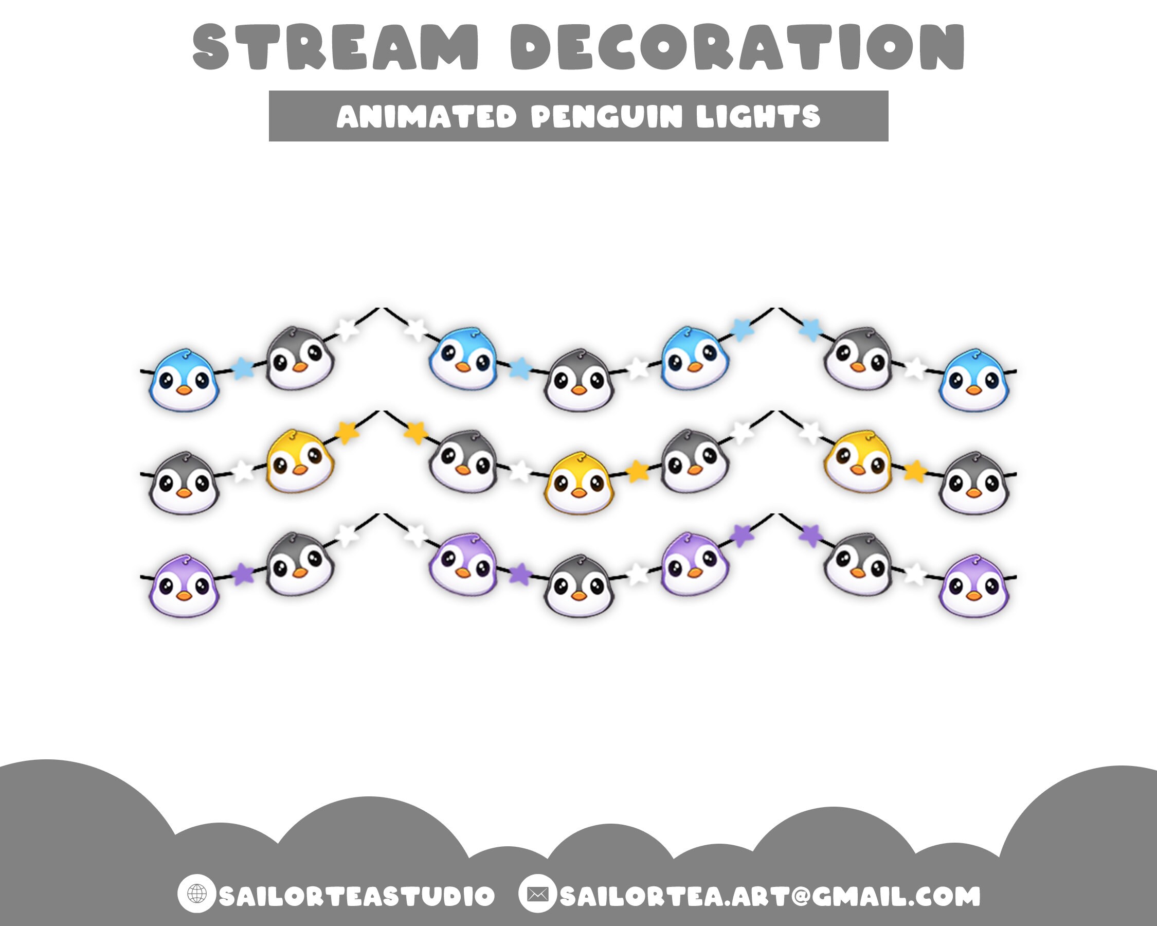 Animated Penguin Light Stream Decoration P2U Premade Pack Package Set ...
