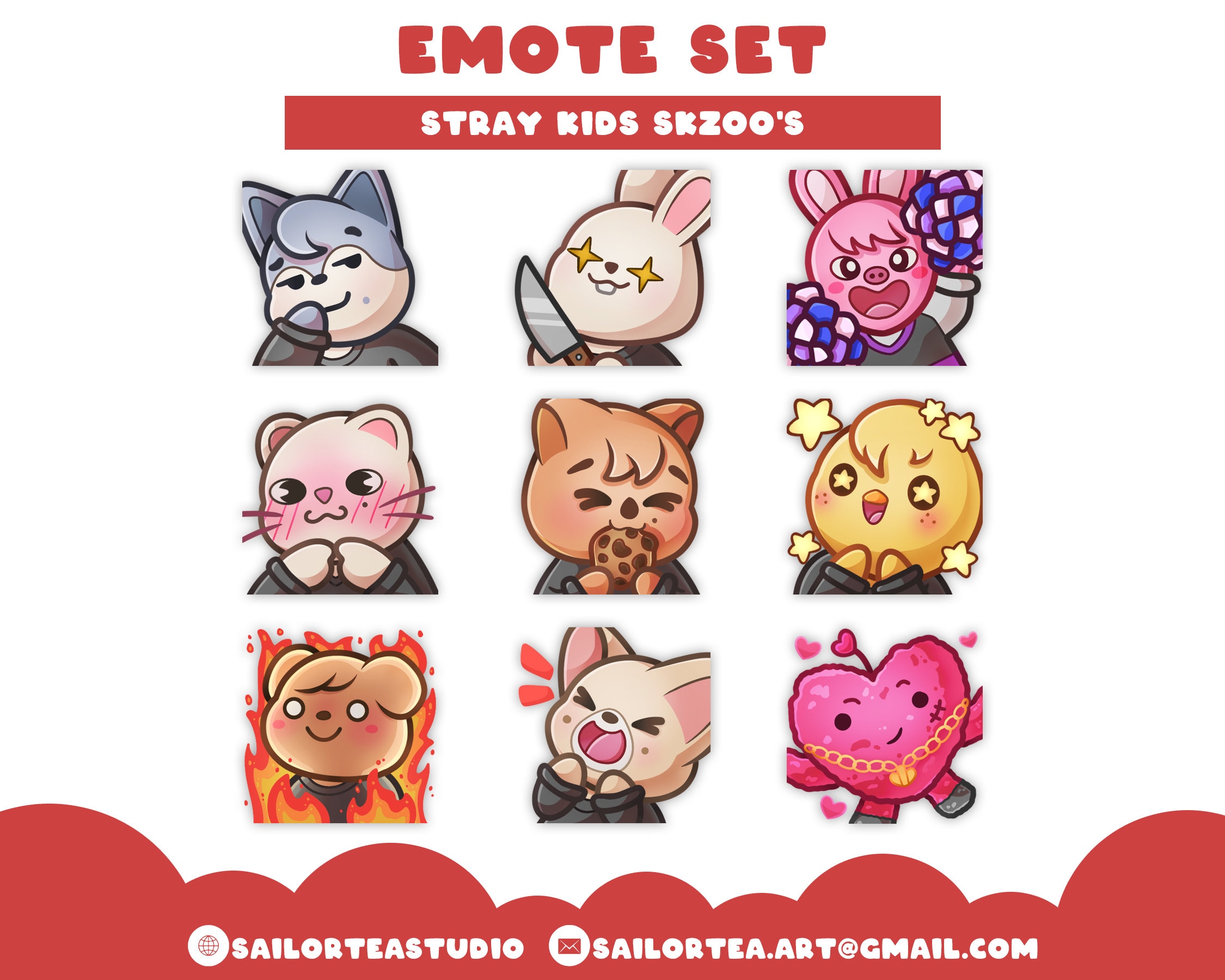 Stray Kids Skzoo Emote Set / P2U Paquete prefabricado Paquete Twitch ...