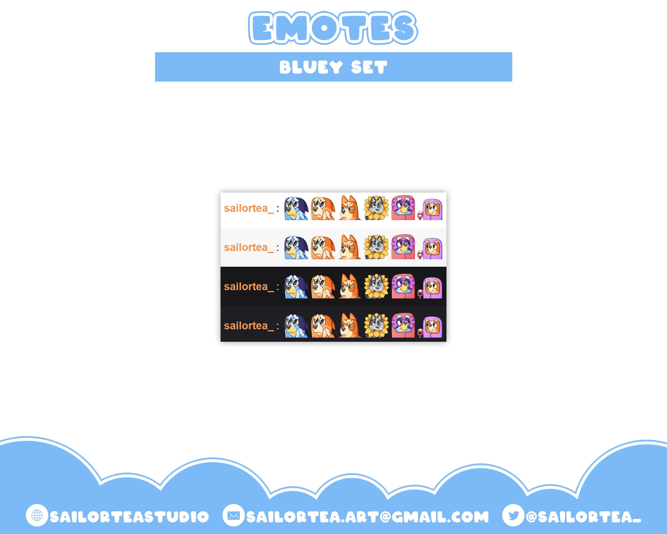 Bluey Emote Set P2U Stream Youtube Discord Set Cute - Etsy