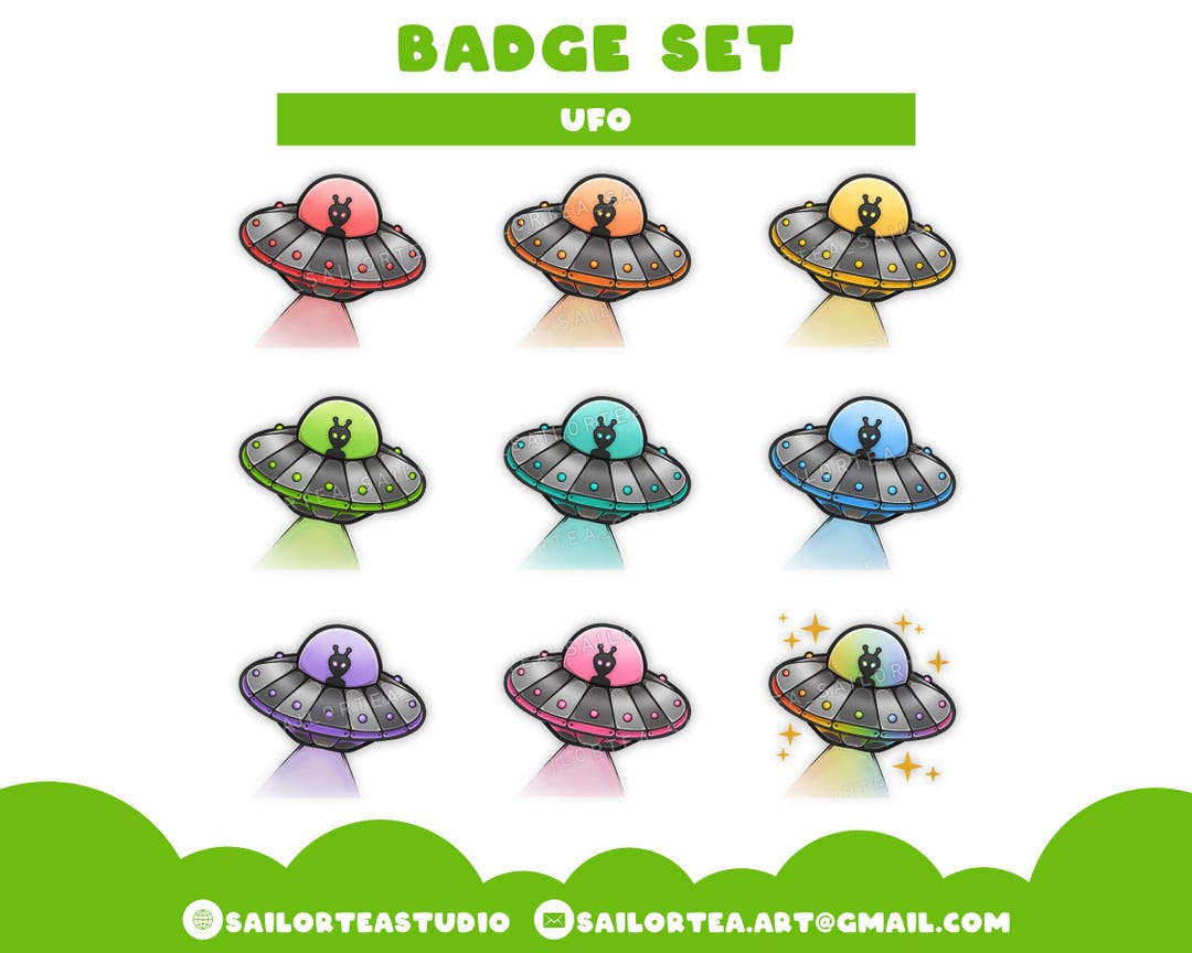 UFO Badge Set | P2U Twitch Youtube Discord Pack Package Sparkle Cute ...