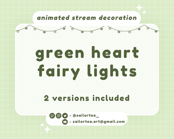 Green Heart Fairy Light Animated Stream Decoration Premade - Etsy