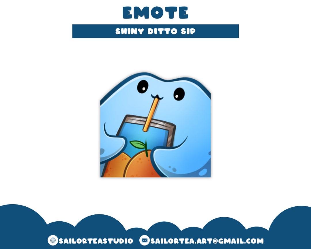 Shiny Ditto Sip Emote P2U Premade Twitch Youtube Discord Pokemon Drip ...