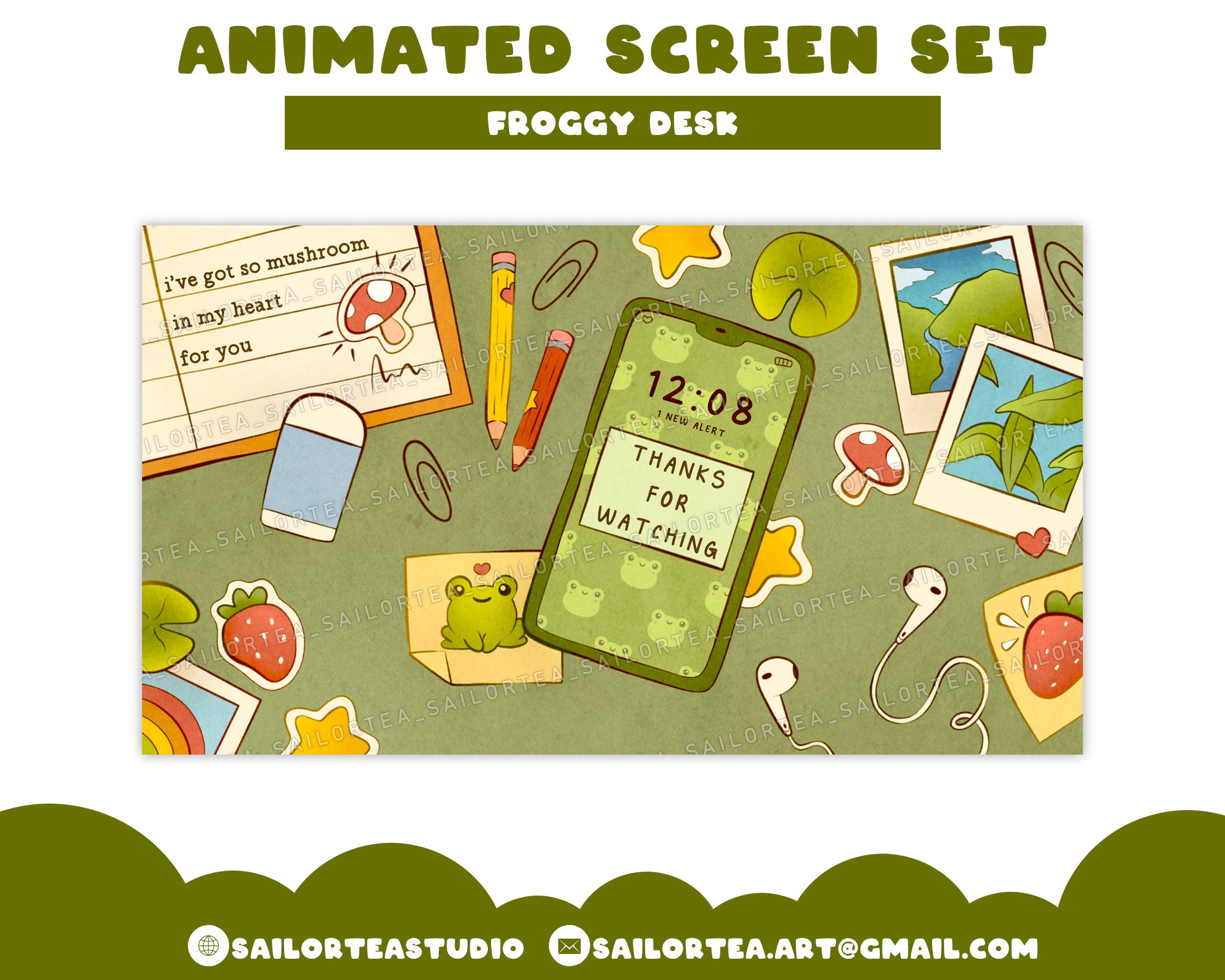 Animated Froggy Desk Screen Set | P2U Premade Pack Package Twitch ...