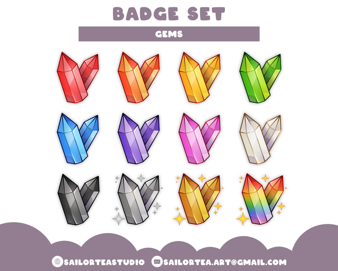 Gem Badge Set | P2U Premade Twitch Youtube Discord Pack Package Cute ...