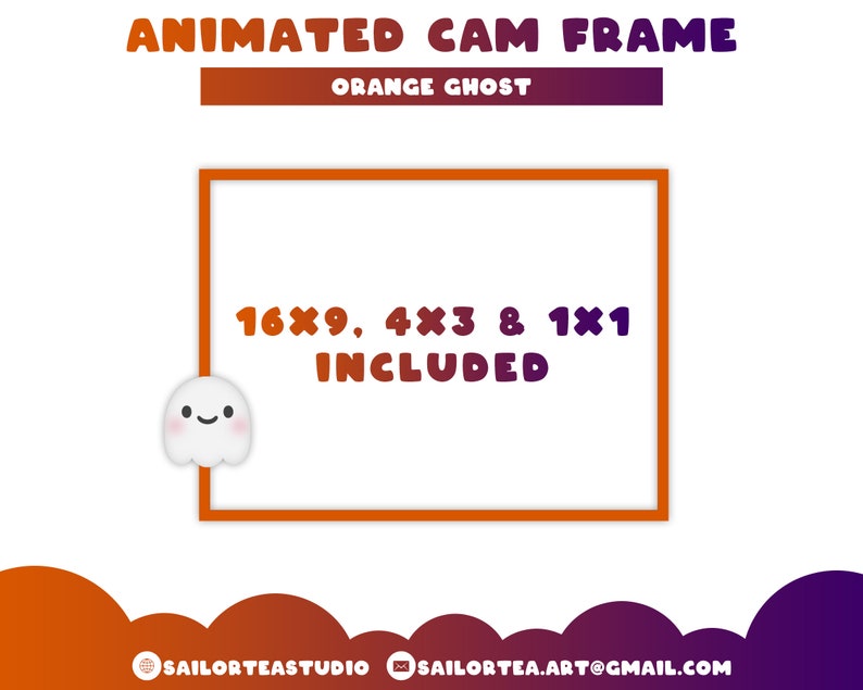 Floating Ghost Animated Webcam Frame P2U Twitch Youtube Discord Stream Streaming Facecam Border ...