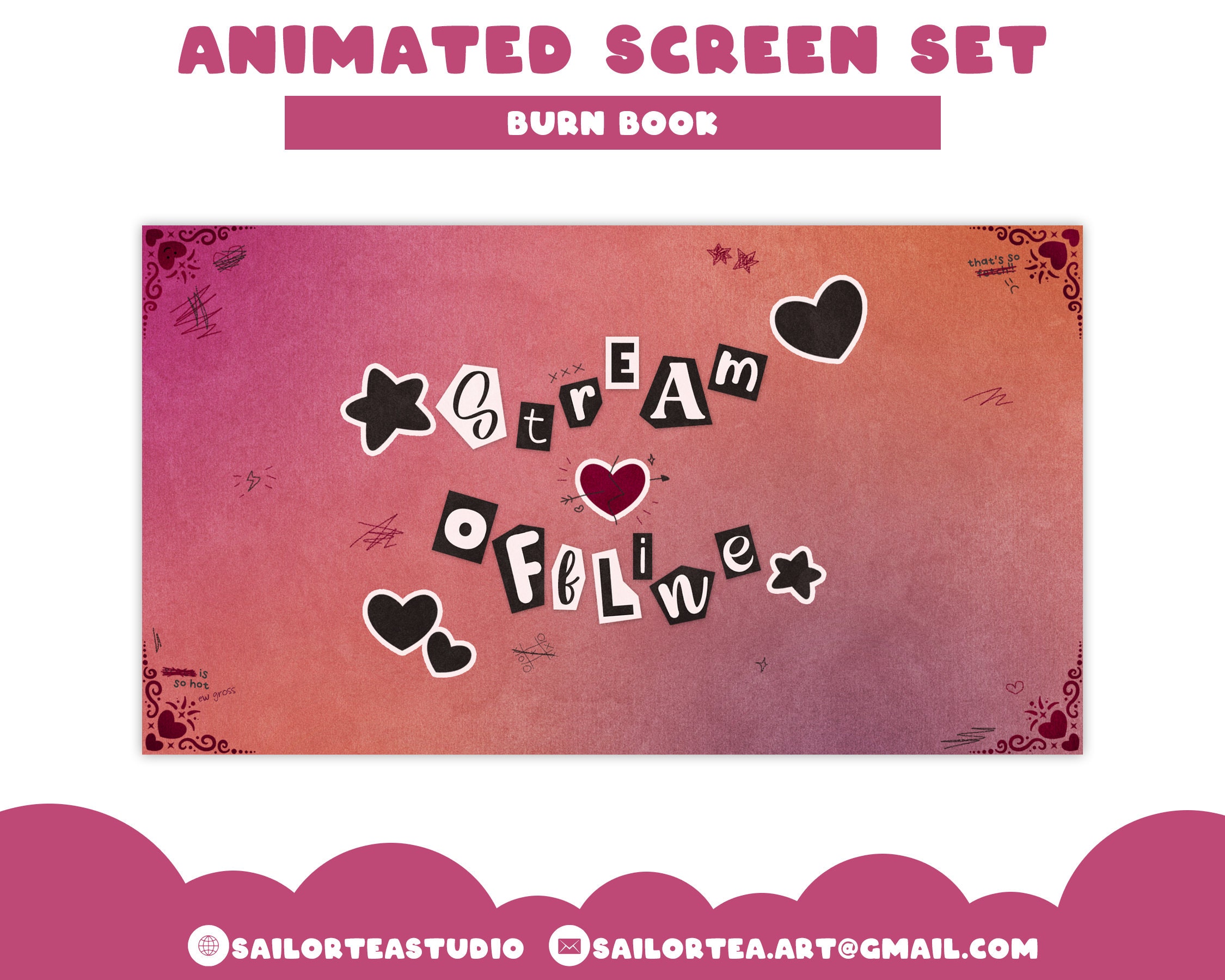 Animated Burn Book Inspired Screen Set | P2U Premade Pack Package ...